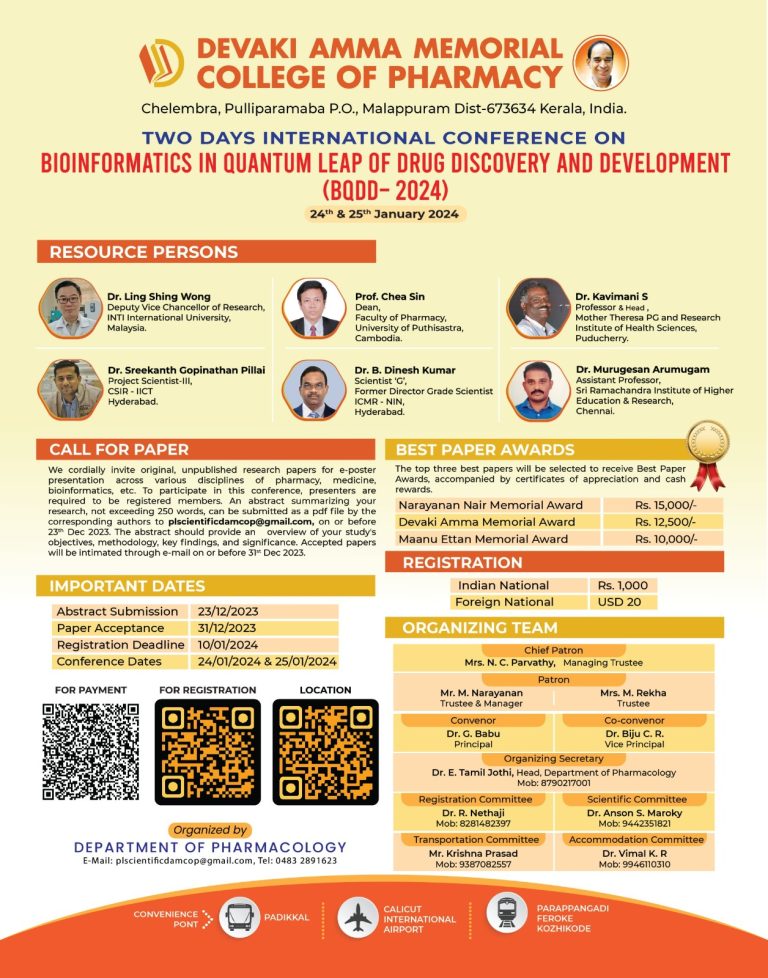 DAMCOP – Devaki Amma Memorial College of Pharmacy